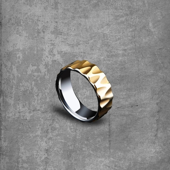 Modern Metal Jewelry | Accessories | Gold Tungsten Band Gold Ring Wave ...